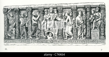 Early Christian symbolism. Illustration from a painting in the cemetery ...