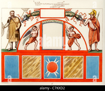 Early Christian symbolism. Wall painting in the Catacomb of Callixtus ...