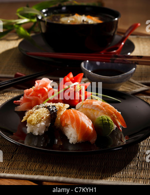 salmon with rice, japanese food Stock Photo - Alamy