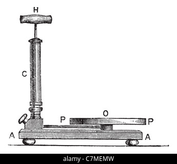 Simple Pneumatic Machine, vintage engraved illustration. Trousset ...