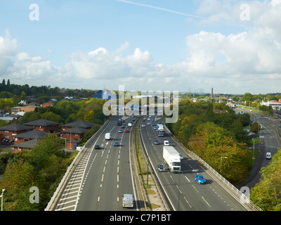 England, Cheshire, Stockport, view of M60 motorway, Viaduct and The ...