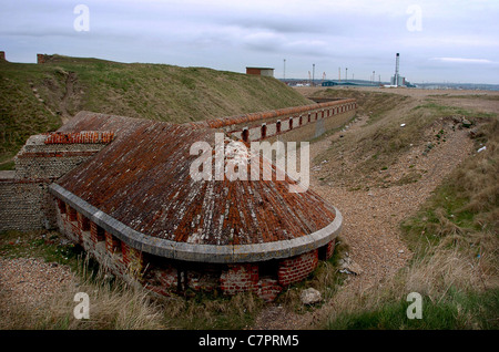 Old wartime coastal defence building, Freshwater Bay, Isle of Wight, UK ...
