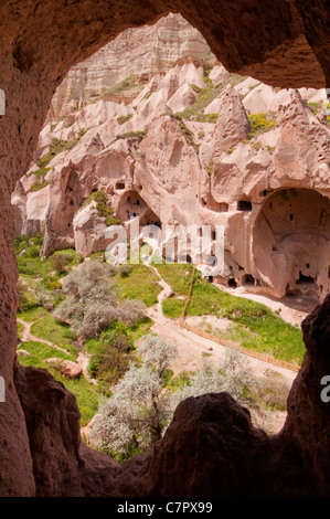 Fairy Chimneys view from the windows of a rock house, Pasabag/Zelve ...