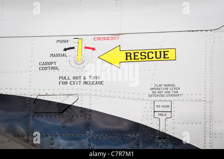 Rescue warning sign on fuselage of modern jet fighter Stock Photo - Alamy