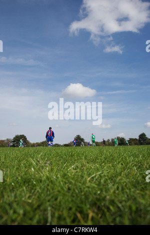 football pitch with players, view from above Stock Photo - Alamy