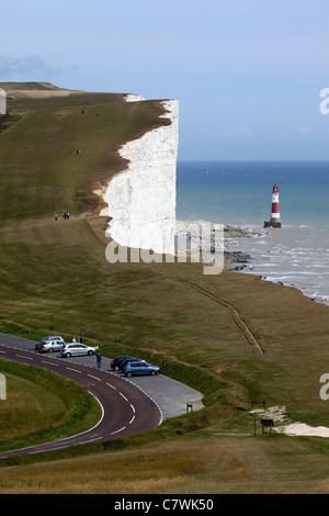 car parked near cliff edge in usa california with blue sky and sea ...