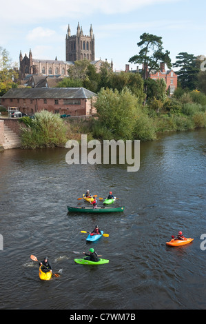 Kayaking on the River Wye at Hereford Stock Photo - Alamy