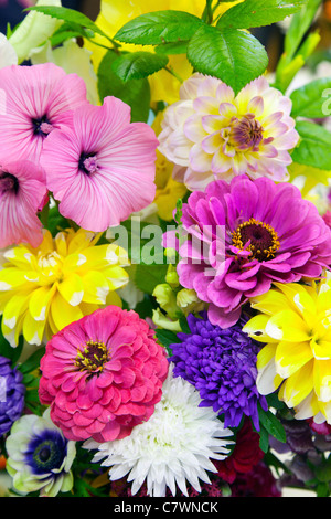 Beautiful bouquet of mixed flowers in woman hand. Floral shop concept ...