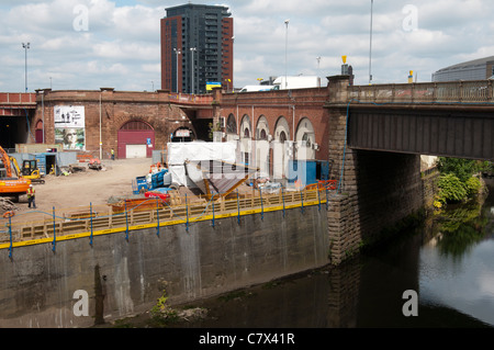 Footbridge for the Greengate development under construction, over the ...