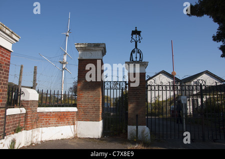HMS Ganges front gate and mast Shotley Stock Photo - Alamy