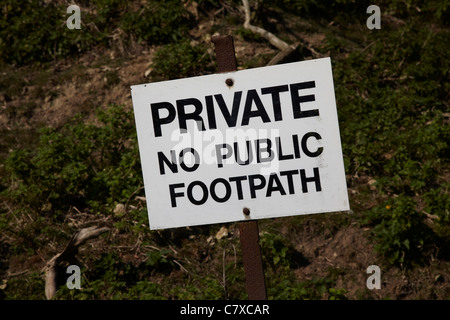 A 'No Public Footpath Keep Out' sign on a gate in the English ...