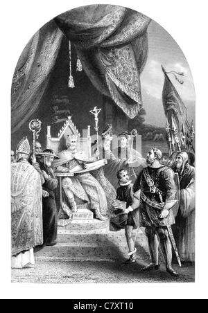 King John sealing the Magna Carta at Runnymede on June 15, 1215 Stock ...