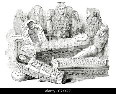 COFFIN hand carved - Original Vintage 1880s Victorian age illustration ...