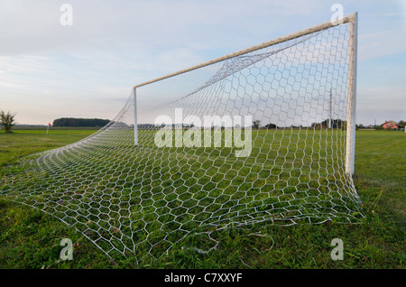 Football Match from behind the goal Stock Photo - Alamy