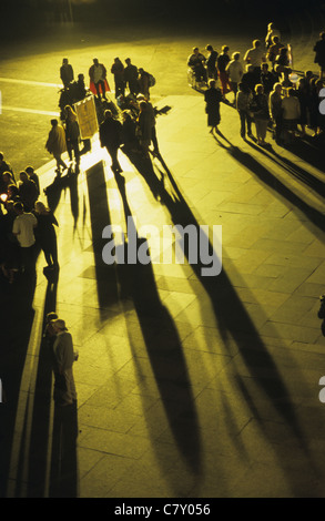 Lourdes France. Nighttime procession French tourists Catholic pilgrims ...