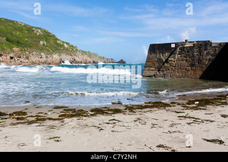 On the harbour beach at Lamorna Cove Cornwall England UK Stock Photo ...