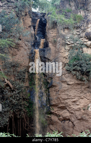 Makalia Falls cascading down a cliff in the southern end of Lake Nakuru ...