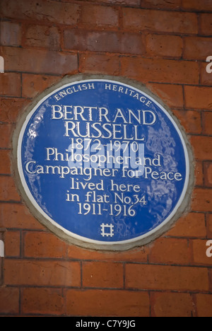 English Heritage Blue Plaque to Bertrand Russell at Russell Chambers ...