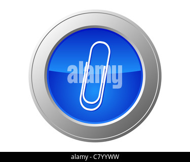 Paperclip icon, blue website button on white background Stock Photo - Alamy