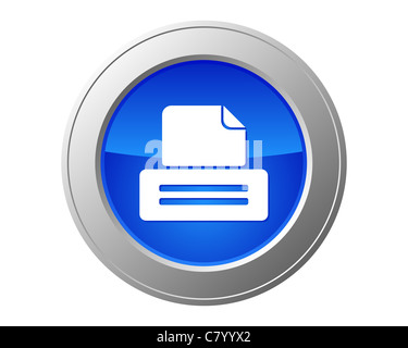 Printer icon, blue website button on white background Stock Photo - Alamy