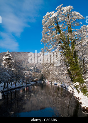 Snow scene at Matlock Bath in Derbyshire UK during the harsh winter ...