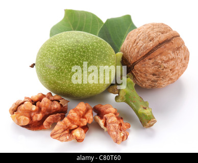 Peeled walnut kernels on white table Stock Photo - Alamy