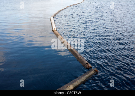 log boom barrier floating on water, Finland Stock Photo - Alamy