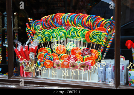 Window of The Bath Sweet Shop on Abbey Green in the City of bath ...