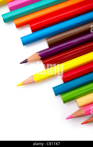 Close up color pencils isolated on white background Stock Photo - Alamy