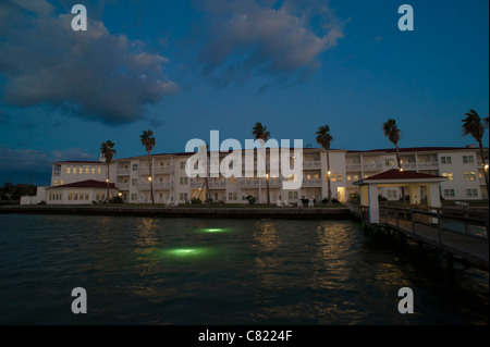 The Lighthouse Inn Hotel Rockport-Fulton, Texas, at night Stock Photo ...