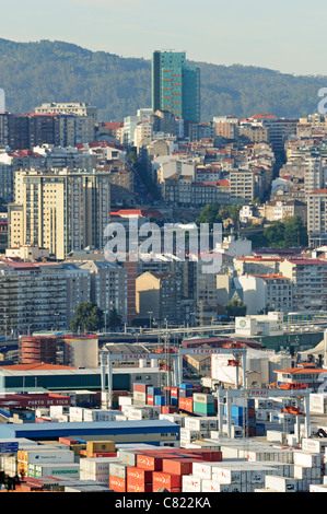 Container terminal of the port of Vigo, Spain Stock Photo - Alamy