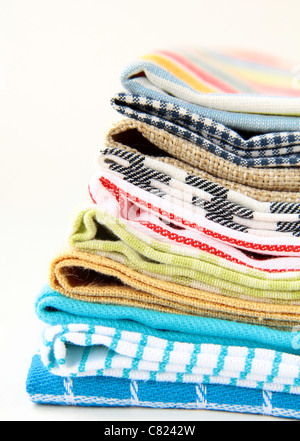 Pile of linen kitchen towels Stock Photo - Alamy