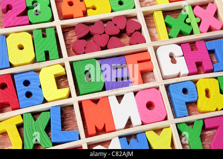 Alphabets in Wooden Box Stock Photo - Alamy