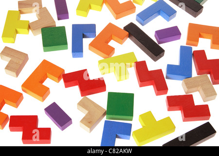 Closeup of the wooden blocks with the puzzle pieces Stock Photo - Alamy