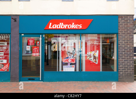 Shopfront of the Ladbrokes betting shop in Market Square Melton Mowbray ...
