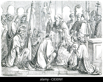 Saint Remigius baptizes Clovis I, King of the Franks, Abbey of Stock ...