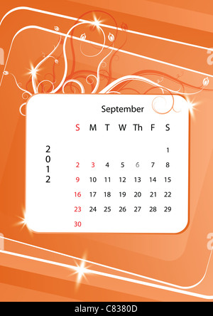 September of 2012 calendar Stock Photo - Alamy
