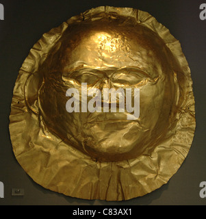 Mycenaean art. Greece. Funerary Mask in gold foil embossing. Found in ...