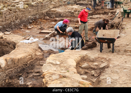 Student archaeologist digging at an excavation at Fort Mose ...