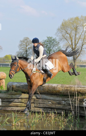 Cross country, warmblood, riding, horsewoman, riding, helmet Stock ...