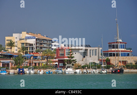 View of town from Port, Benicarló, Costa del Azahar, Province of ...
