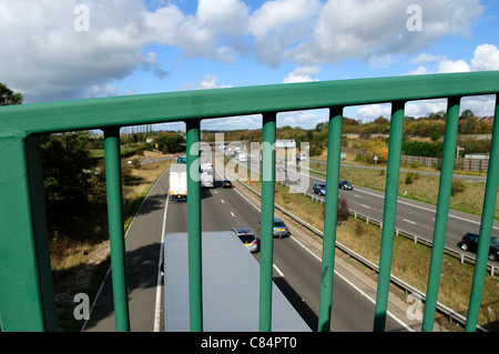 M1 Motorway Foot Bridge J28 Nottinghamshire/Derbyshire Border Stock ...