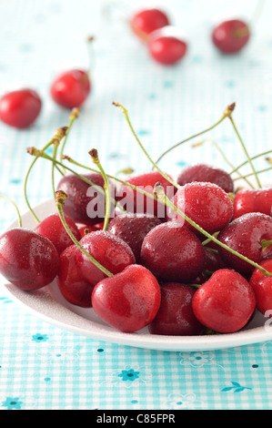 red cherry background, cherries without stems, natural texture Stock ...