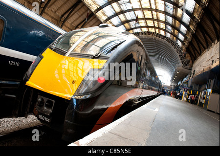 Front of a passenger train in Grand Central livery, waiting at London ...