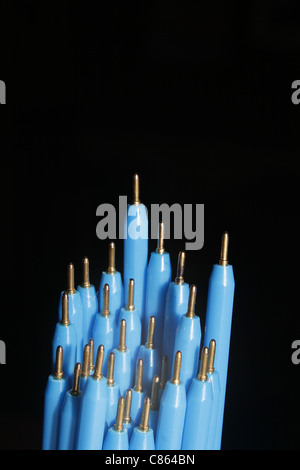 image of blue biro pens against white background Stock Photo - Alamy