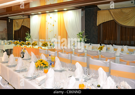 the hall restaurant is decorated for realization of holiday Stock Photo ...