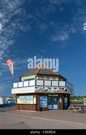 England Devon Goodrington Sands Promenade with beach huts Stock Photo ...