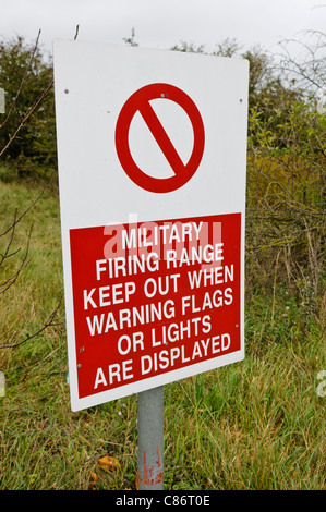 Danger Former Military Target Area warning sign near Holy Island Stock ...