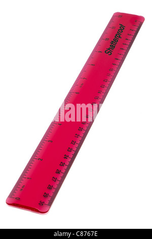 Plastic pink ruler isolated on white, top view Stock Photo - Alamy