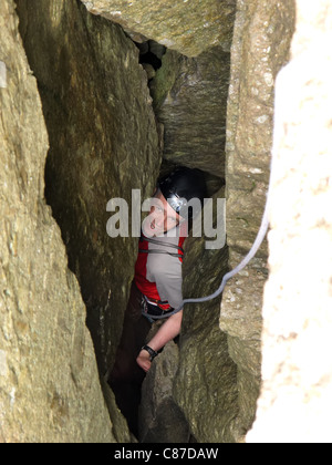 A climber on the Chasm Face route Glyder Fach Snowdonia Stock Photo - Alamy